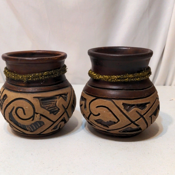 Other | Set Of 2 Pieces Of Pottery Pots Planters Made In Brazil | Poshmark